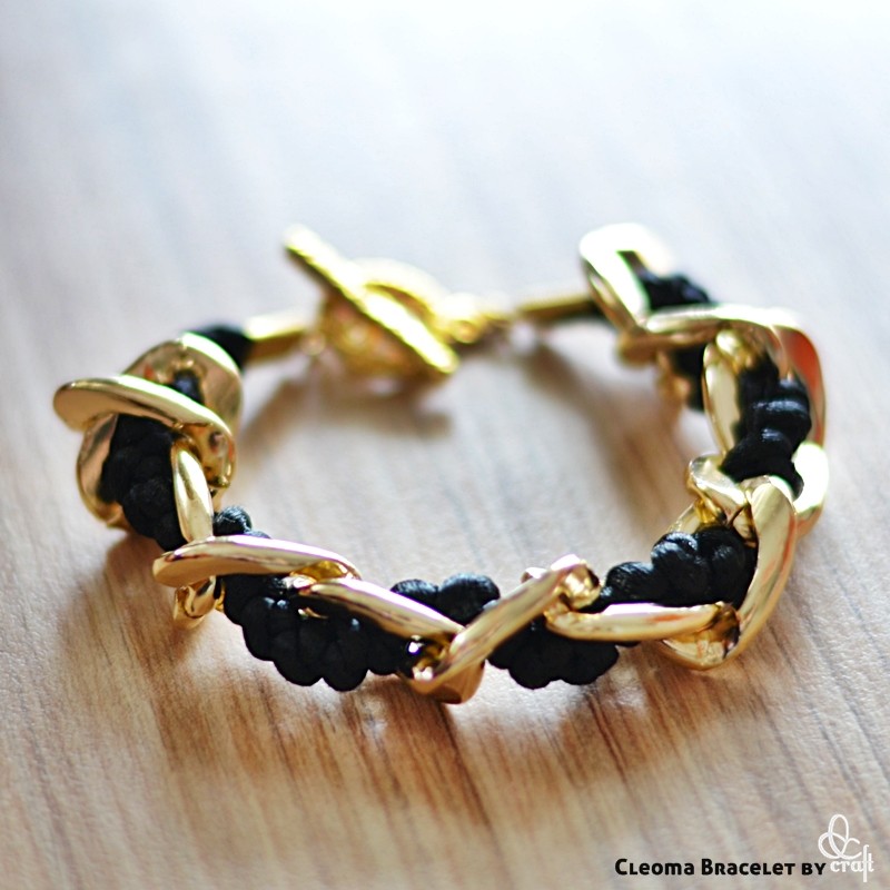 Jual Cleoma Bracelet | gelang handmade hitam rantai emas | Shopee Indonesia