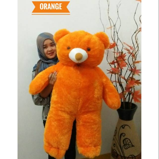 Jual Boneka bear super jumbo warna orange ukuran 100 cm (1meter) berat ...