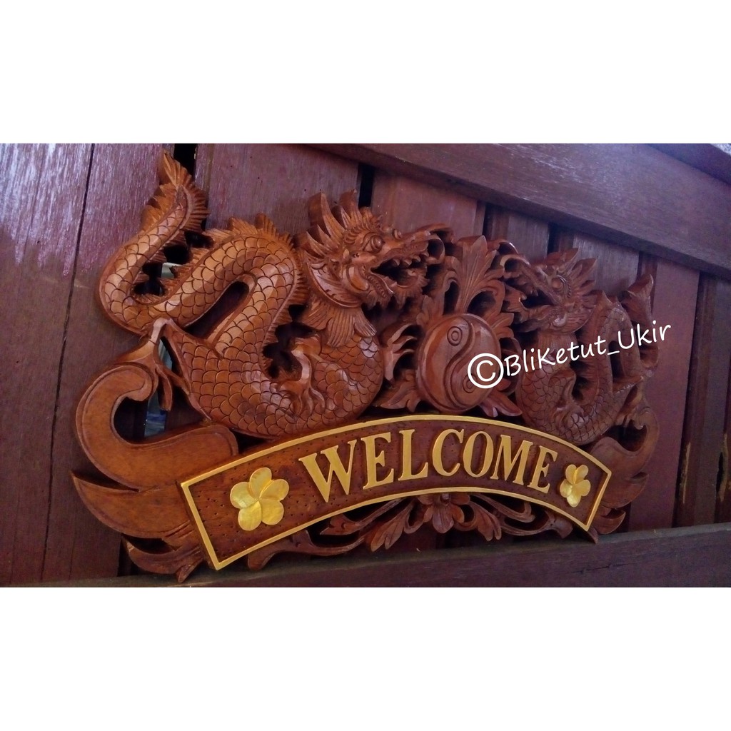 Jual Papan Nama Dinding Ukiran Bali Motif Naga (Dragon) | Shopee Indonesia