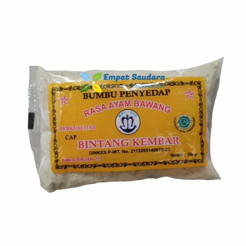 BUMBU PENYEDAP RASA AYAM BAWANG MERK BINTANG KEMBAR KEMASAN 50 GR ...