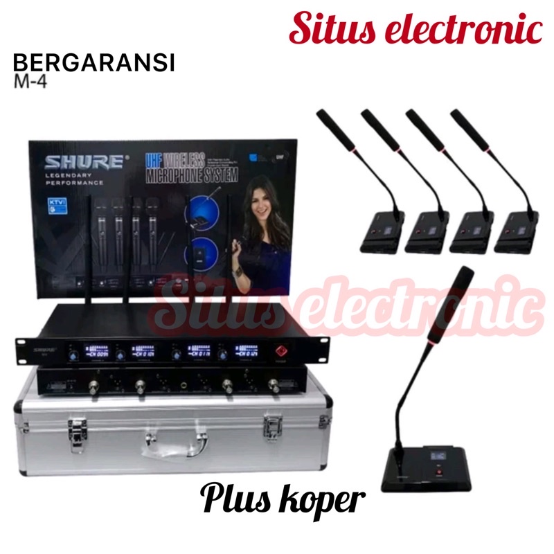 Jual Microphone Meja wireless SHURE M4 M 4 free koper microphone podium ...