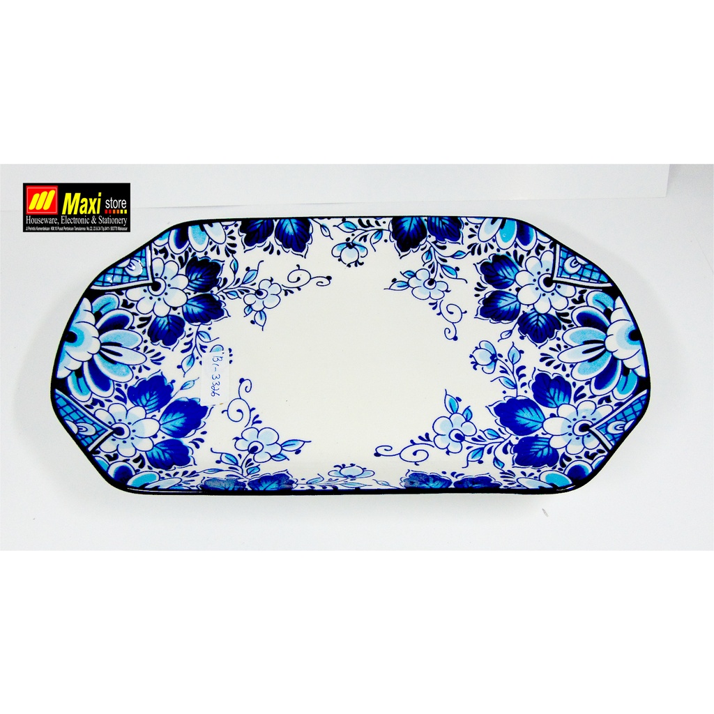 Jual Piring keramik oval 30 cm motif biru - Maxistore | Shopee Indonesia