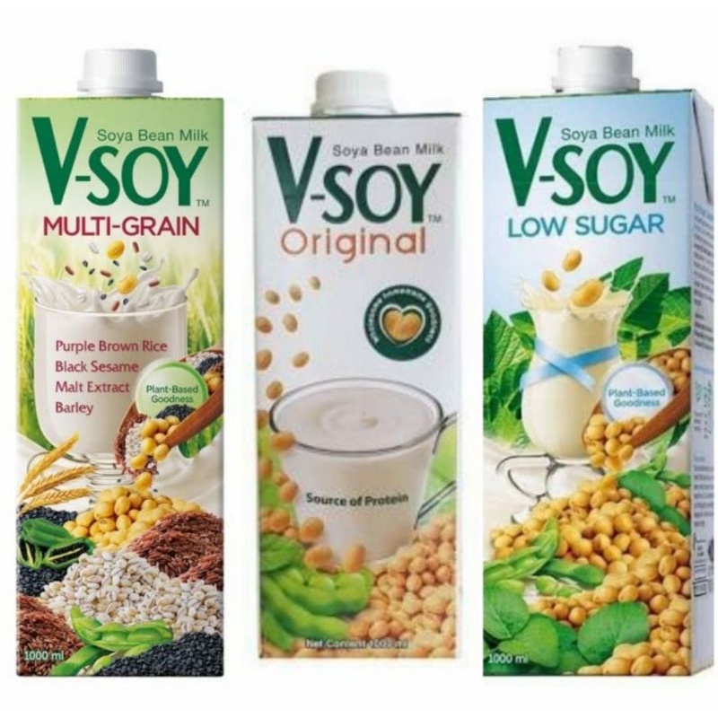 Jual Vsoy Susu Kedelai Original / Multi Grain | V-soy Soya Milk 1 Liter ...