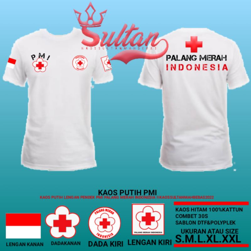 Jual Kaos Putih lengan pendek PMI/Seragam putih PMI/Baju putih PMI ...
