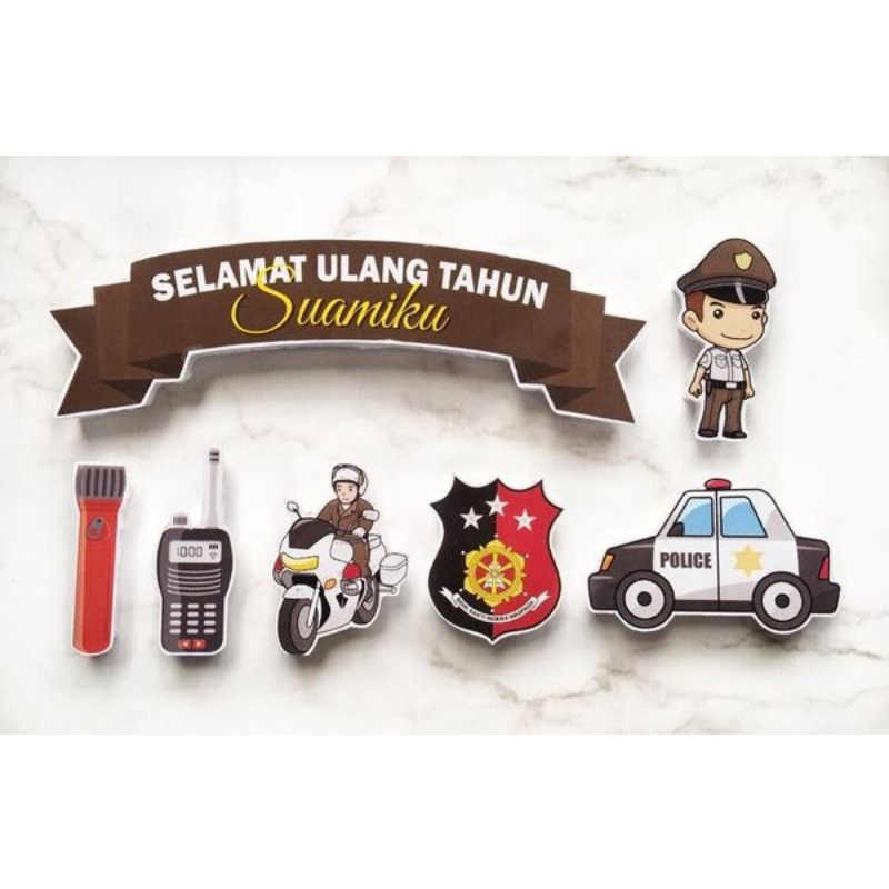 Jual Topper Cake Custom Nama tema Polisi / the Police | Shopee Indonesia