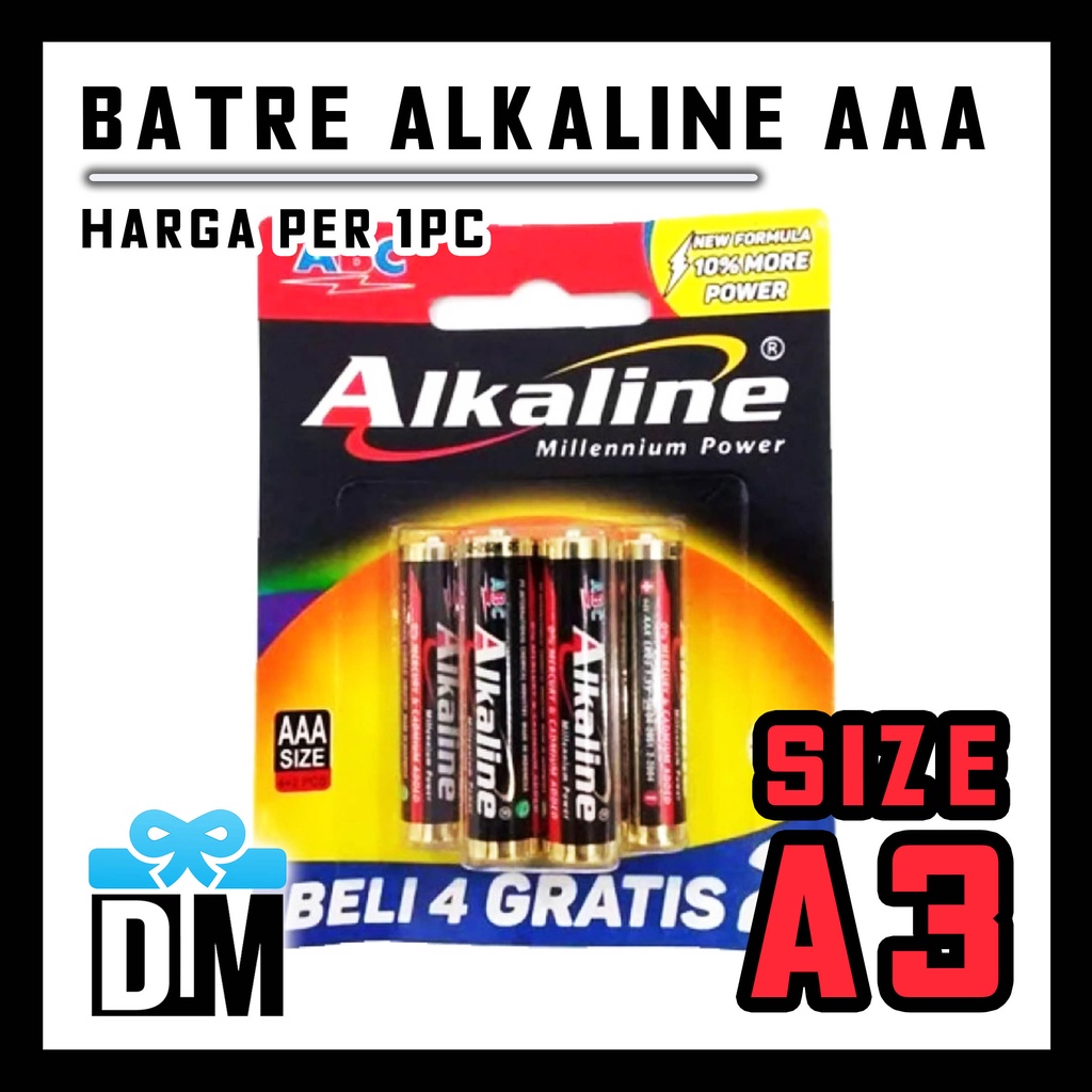 Jual Batu Baterai Batre Battery size Ukuran AAA atau A3 merk Alkaline ...