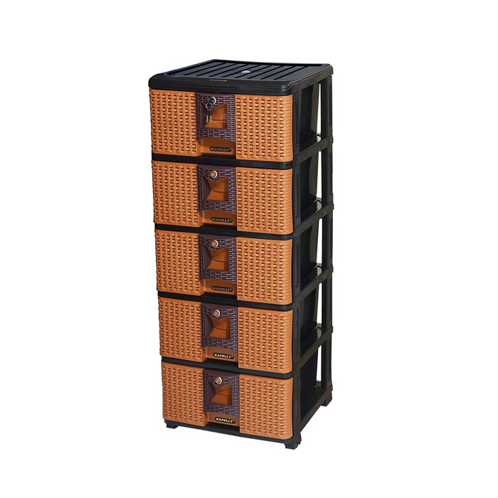 Jual Lemari Container Laci Plastik Anyaman Rotan Napolly 5 Laci / 5 ...