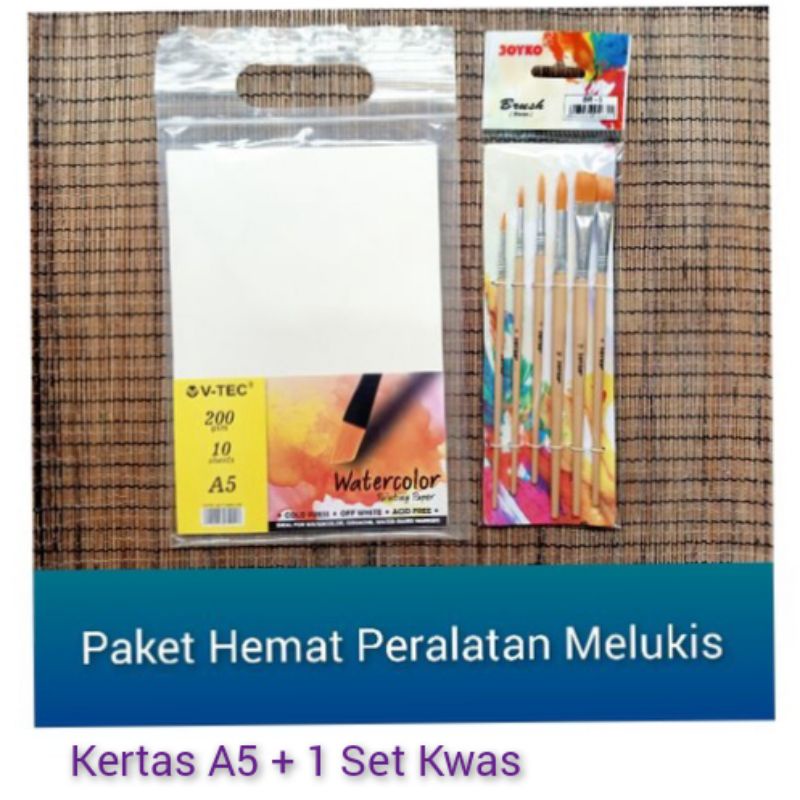 Jual Kertas Cat Air Water Color Paper A5 Dan Kuas Joyko Kuas Cat Air ...