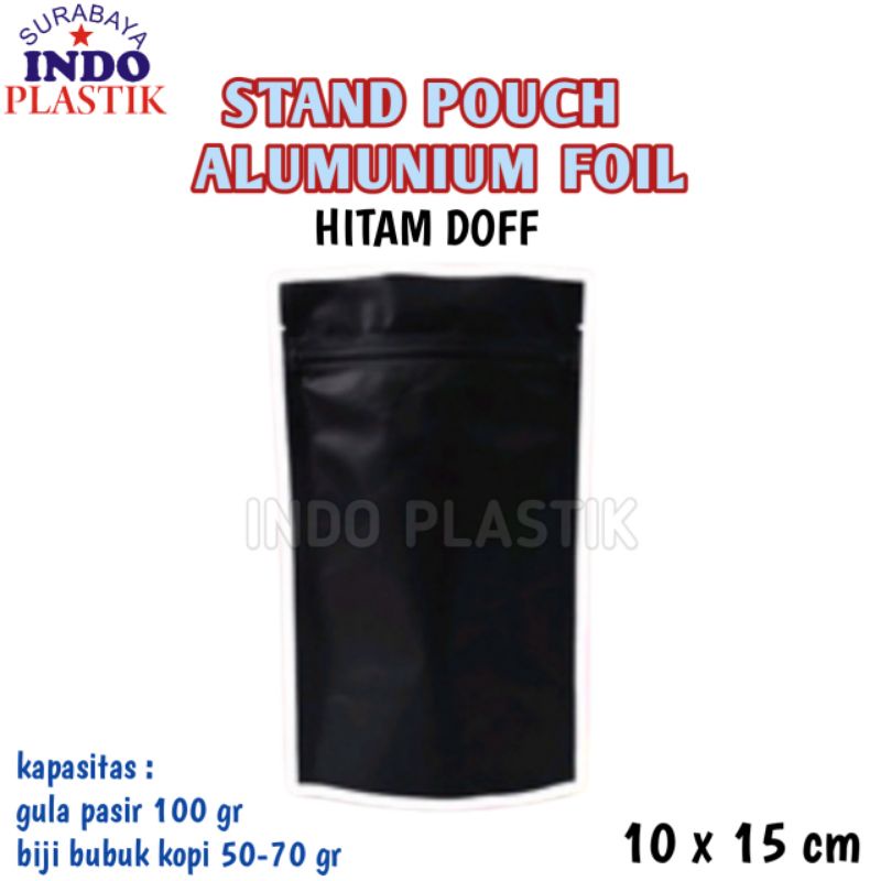 Jual ISI 50 PCS STANDING POUCH HITAM DOFF 100 GRAM 10X15 ALUMUNIUM FOIL ...
