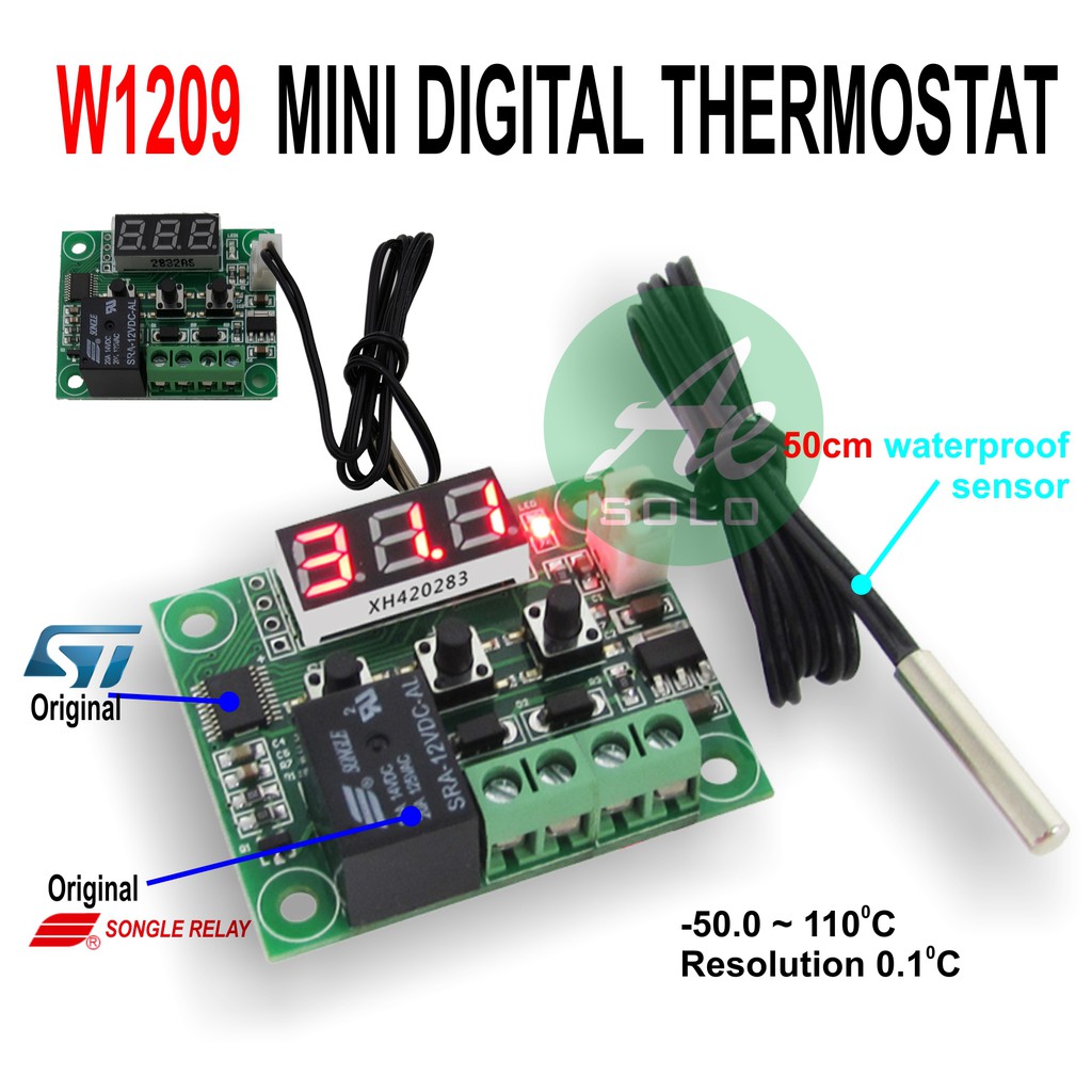 Jual Digital Thermostat Temperature Control PCB W1209 Kontrol Suhu ...