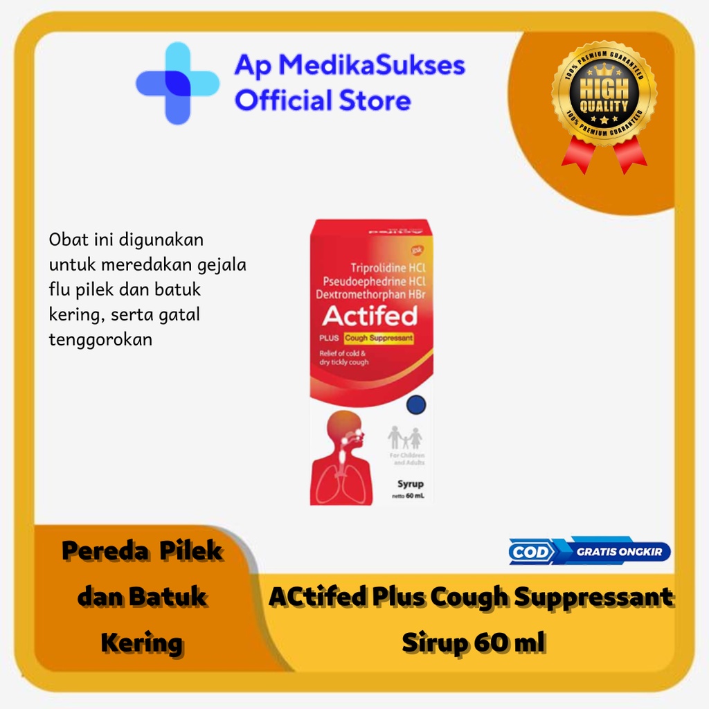 Jual Actifed Plus Cough suppressant 60 ml - OBat Pilek dan Batuk Gatal ...