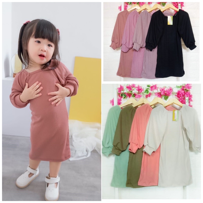 Jual dress katun rib | kamila dress (etalase baru) Indonesia|Shopee ...