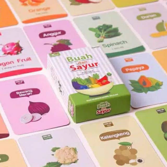 FLASHCARD KARTU PINTAR KONSEP BUAH dan Sayur FLASH CARD | Shopee Indonesia