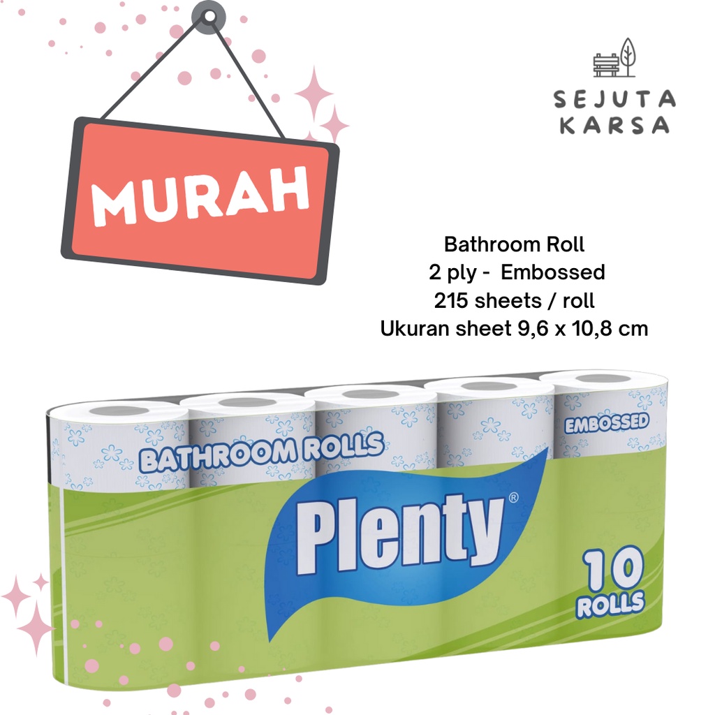 Jual Tissue Plenty Bathroom MMF 10 Roll | Roll Non Perfume | Tissue ...