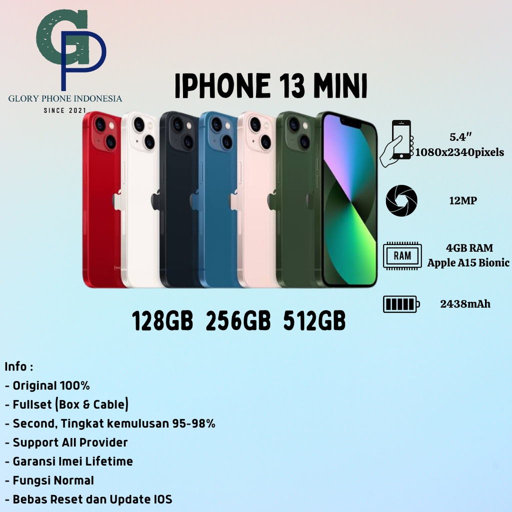 Jual Ip 13 Mini 128GB 256GB 512GB Second Original Mulus Fullset