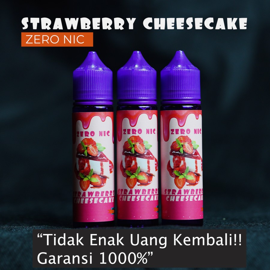 Jual Liquid Vape Creamy Zero Nicotine Strawberry Cheesecake Liquid ...