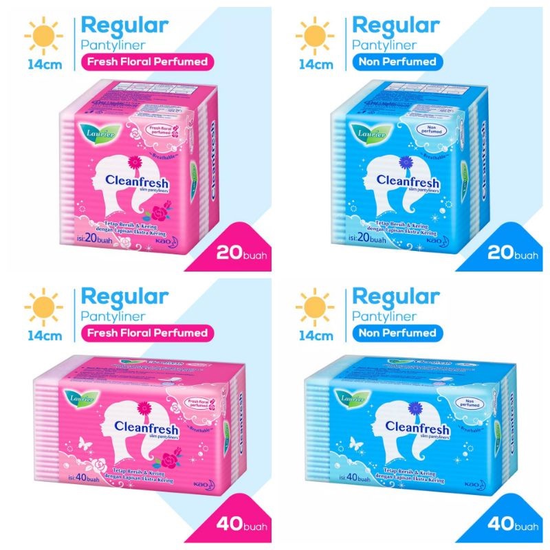 Jual Laurier Pantyliners Cleanfresh isi 20 Pcs / 40 Pcs All Varian ...