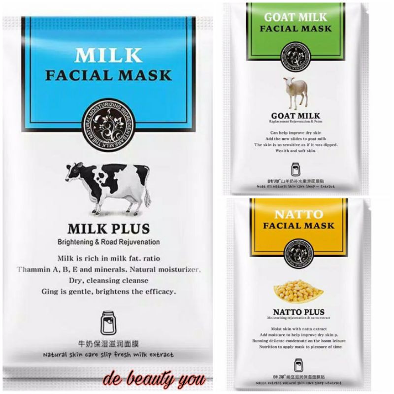 Jual ROREC/HCHANA FACIAL MASK - Milk/Natto/Goat/Milk moist MASK 30gr ...