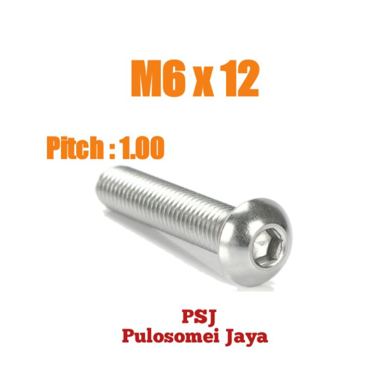 Jual Baut L Button M6 x 12 / Baut Button L M6 x 12 SUS 304 | Shopee Indonesia