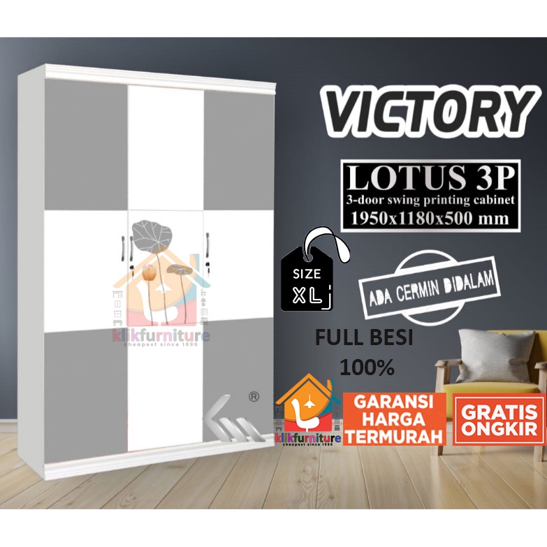 Jual JUMBO SIZE Lemari Pakaian Full Besi 3 Pintu LOTUS 3P | Shopee Indonesia