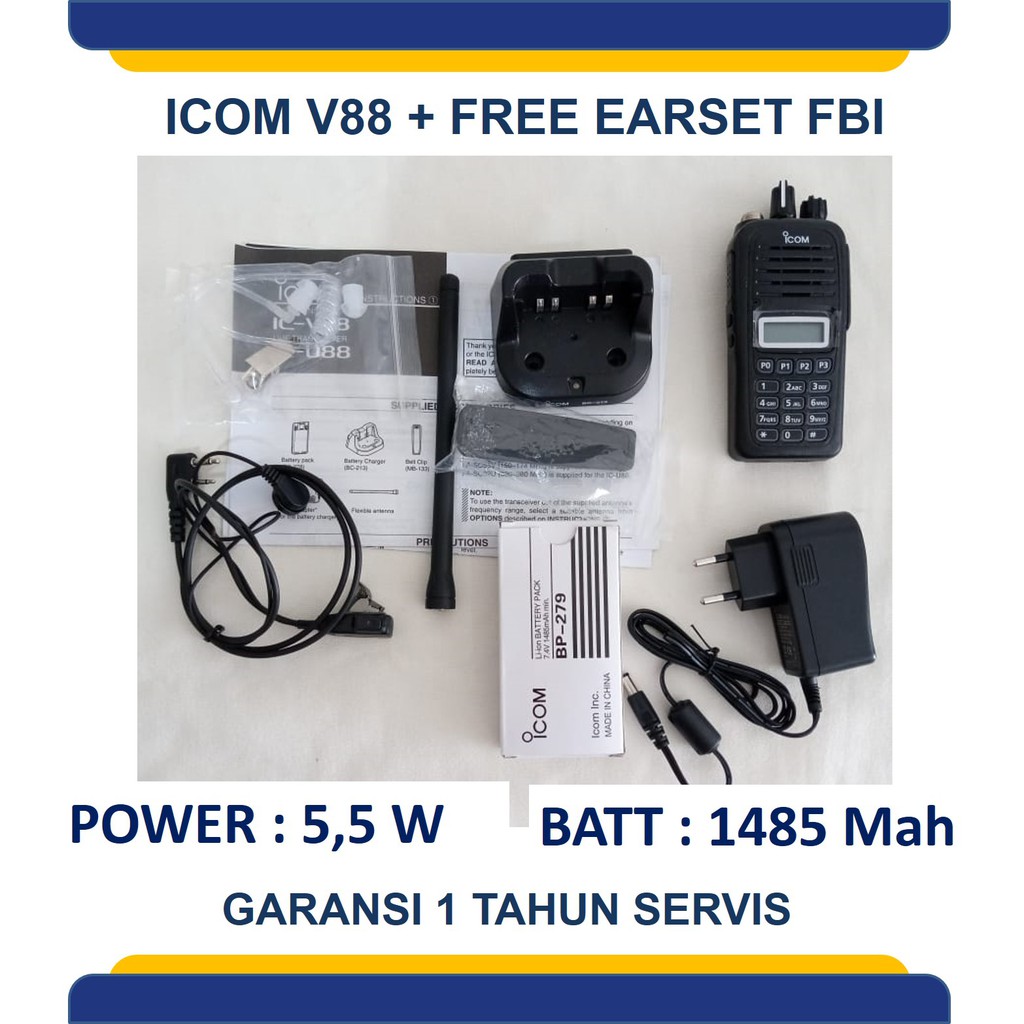 Jual HT ICOM IC-V88 HANDY TALKY 5.5 W CI V88 FREE HEADSET FBI V 88 VHF ...