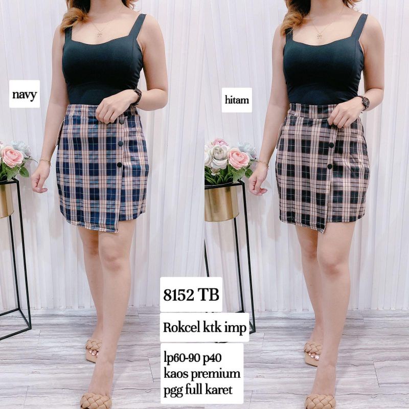 Jual Rokcel Kotak Import TB 8152 / Rok Motif Kotak Import | Shopee Indonesia