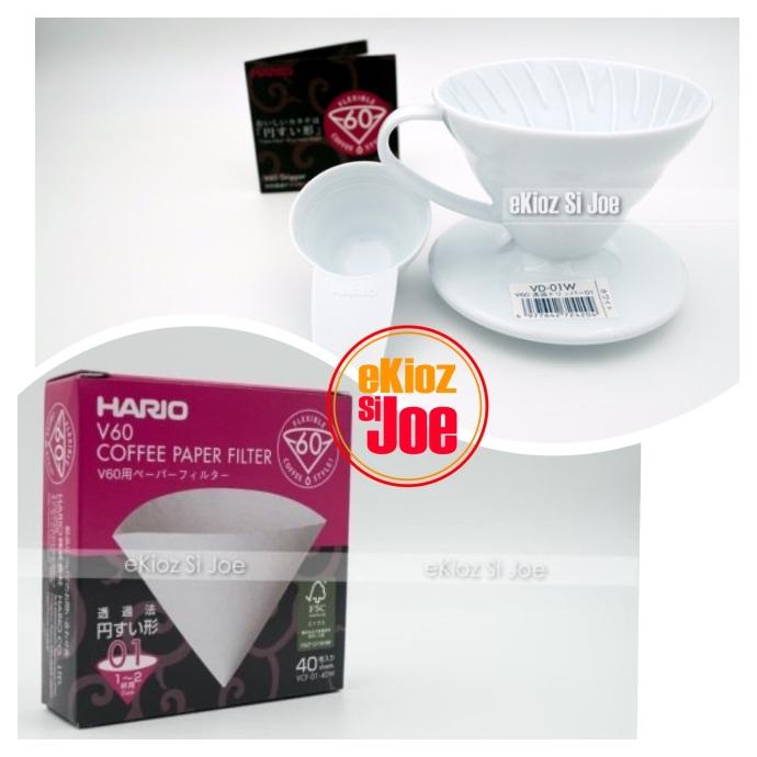 Jual *$*$*$*$] PAKET DUET HARIO V60 01 W ( DRIPPER PUTIH ) | Shopee Indonesia