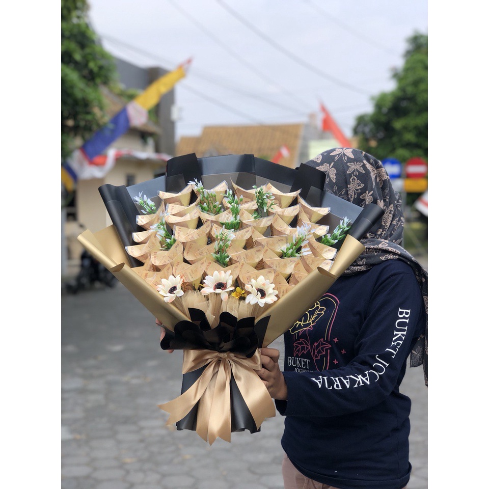 Jual BUKET UANG 5000 20 LEMBAR FREE KARTU UCAPAN | Shopee Indonesia