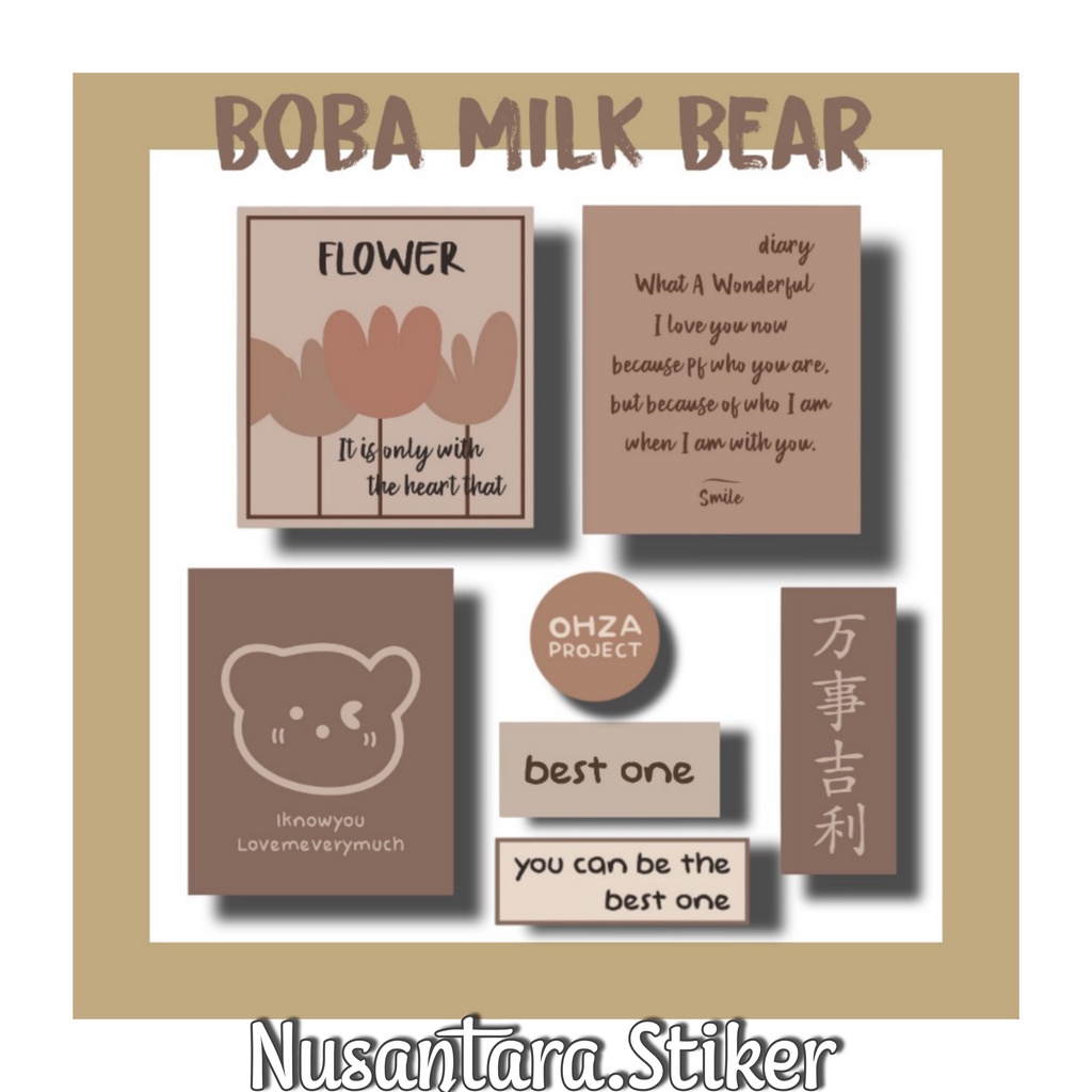 Jual STIKER AESTHETIC STIKER CASE HANDPHONE BOBA MILK BEAR SERIES ...