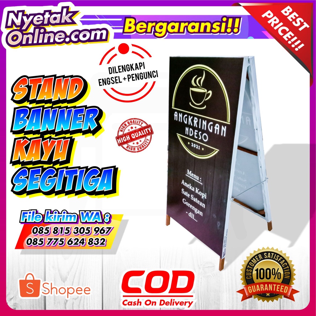 Jual Standing Banner Kayu Segitiga Bisa di Lipat + Pengunci | Shopee ...