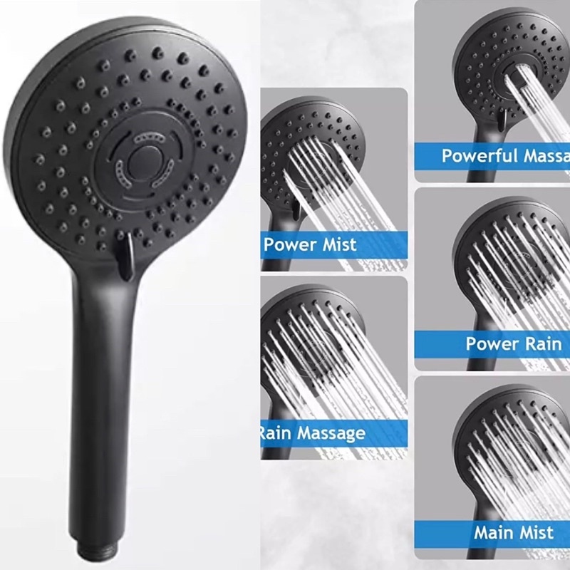 Jual Hand Shower 5 Mode Semburan Set Handshower Shower Mandi Set Hitam ...