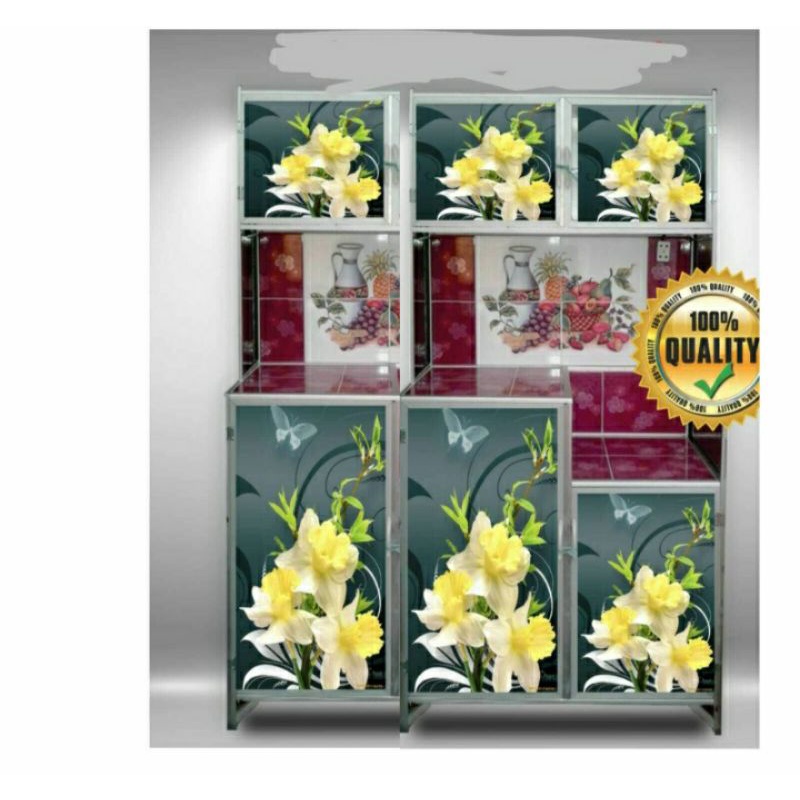 Jual Sticker Rak Piring, untuk ukuran Enam pintu, Motif Bunga | Shopee ...