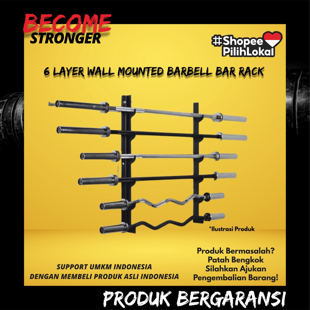 Jual Rack Stick Bar 6 Layer Wall Barbell Bar Rack Storage Bar Rack ...