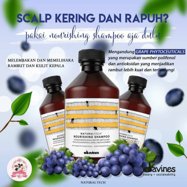 DAVINES - NOURISHING SHAMPOO ( DRY & DAMAGED) shampo kulit kepala kering flaky hair | Shopee ...