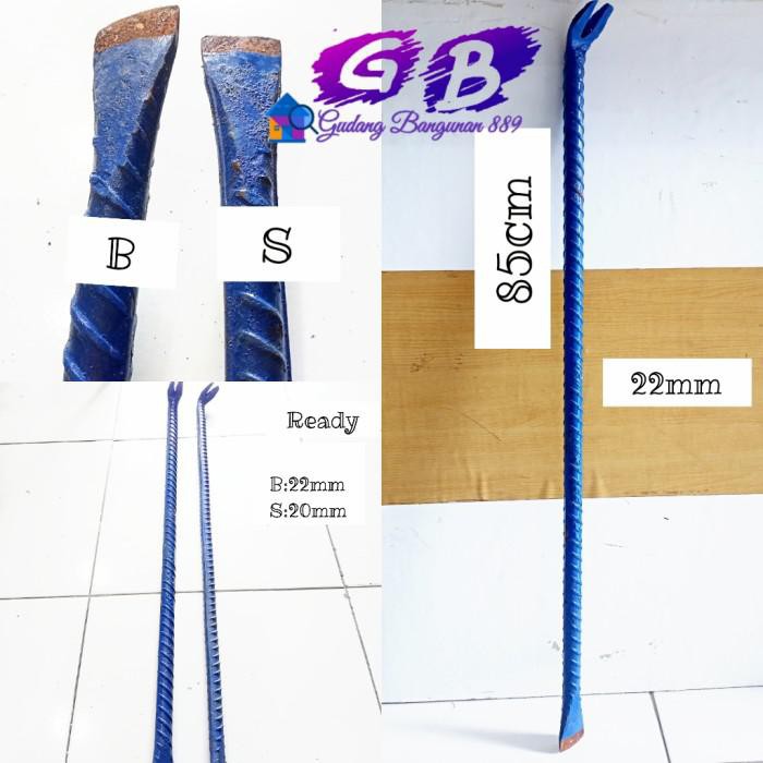 Paku / linggis besi ulir 22mm 85cm/linggis pencabut paku besar 22mm ...