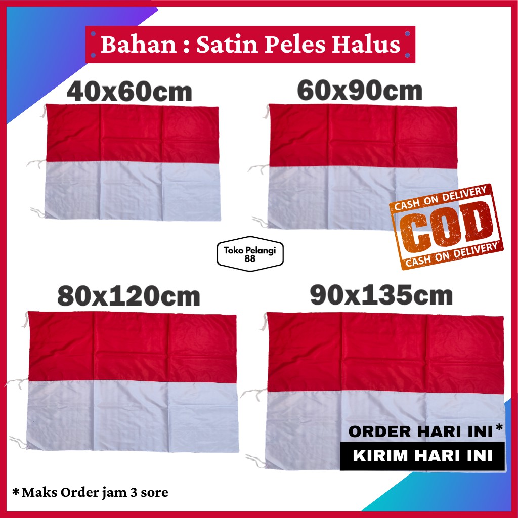 Jual Bendera Merah Putih Bendera Indonesia Satin Peles Murah 40x60cm ...