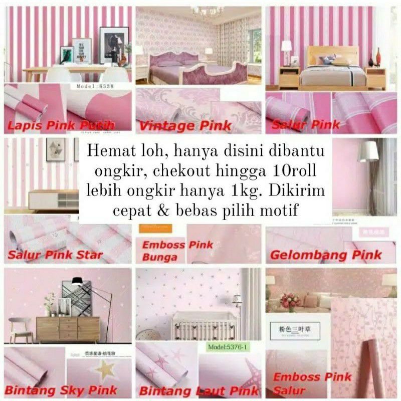Jual WALLPAPER DINDING Wallsticker Walpaper 45 cm x 10 M TEMA PINK ...