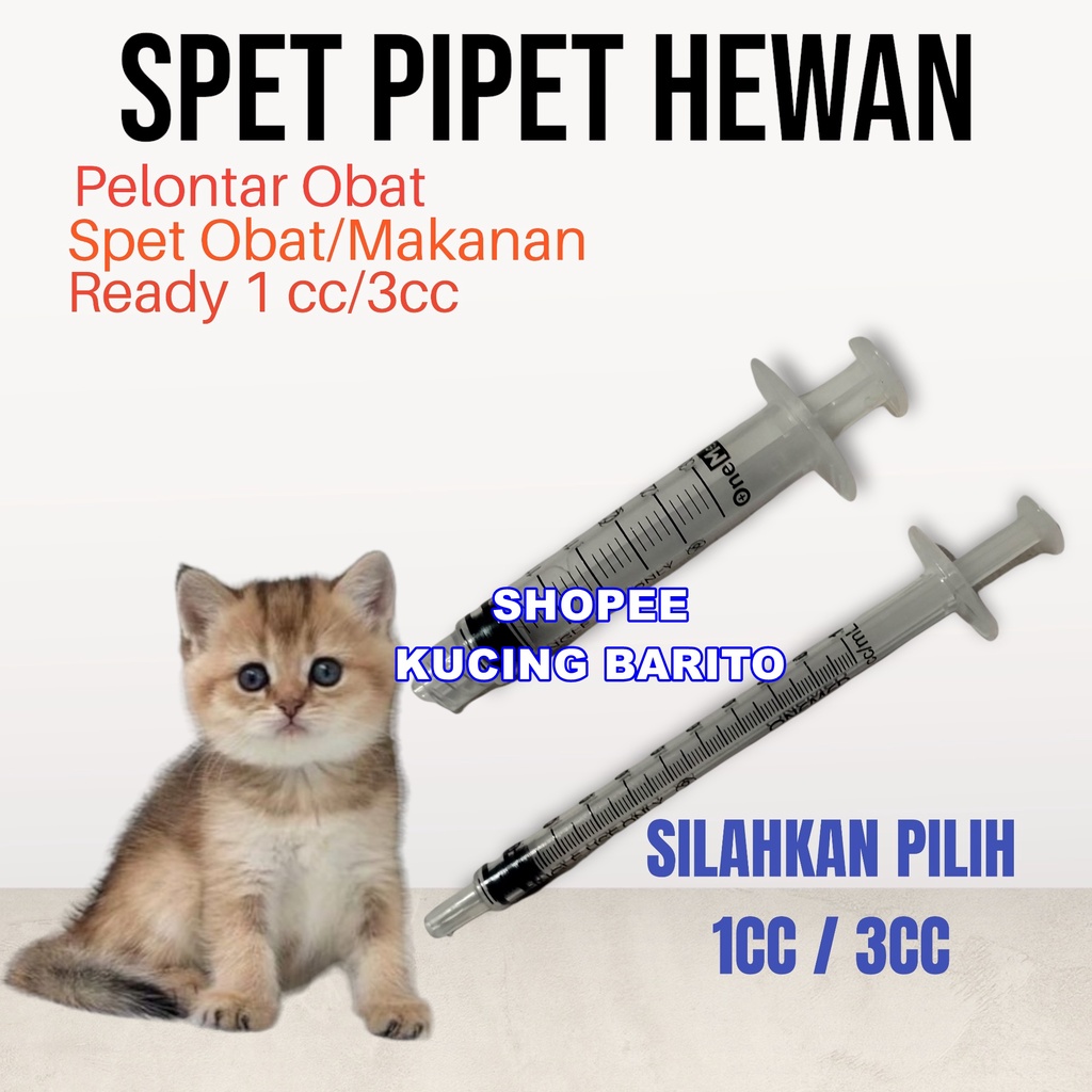 Jual Spet Pipet Hewan 1ml 3ml Spuit 1cc 3cc Pelontar Kapsul Obat Kucing ...