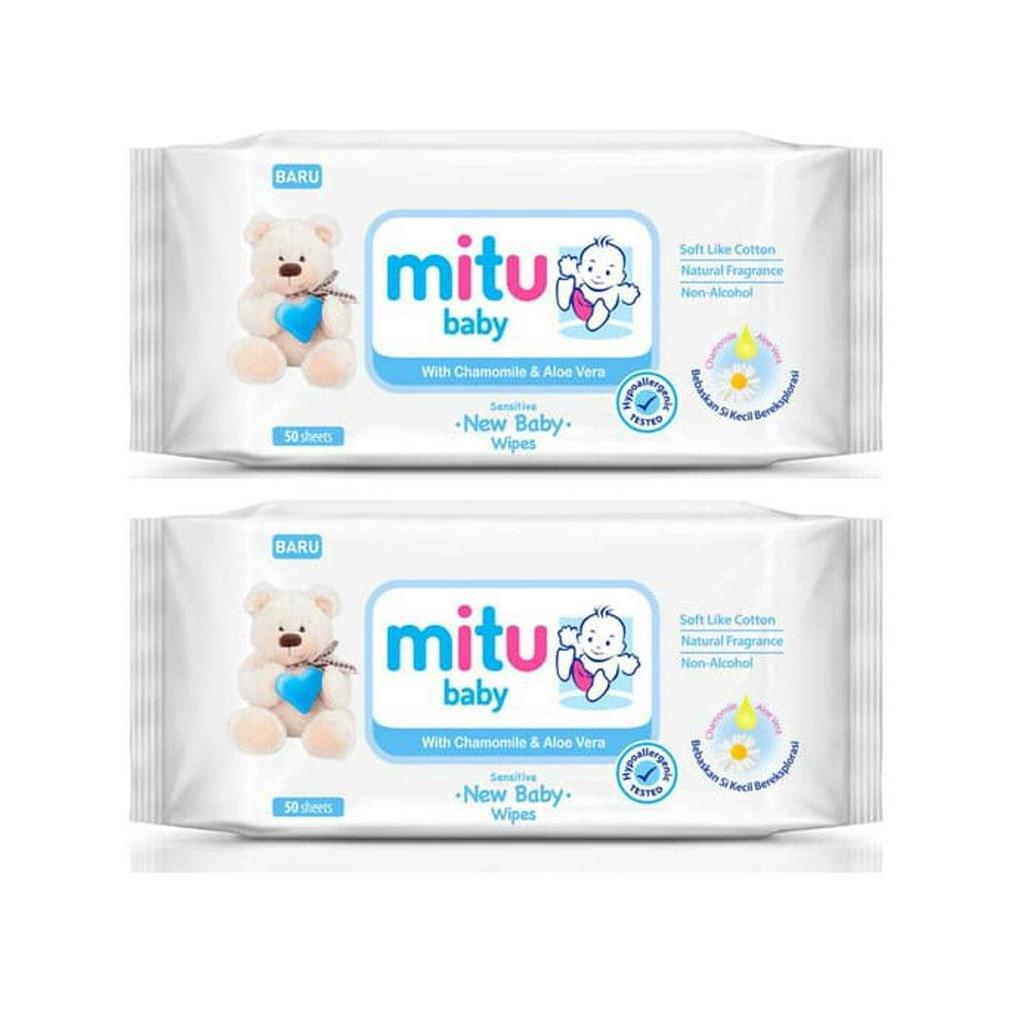 Jual Mitu Baby Tisu Basah Sensitif New Baby 2 x 50Sheet | Shopee Indonesia