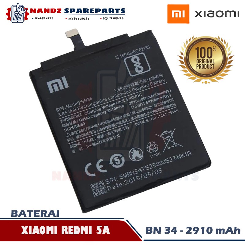 Jual BATRAI / BATRE / BATERAI / BATTERY BN34 / BN 34 XIAOMI REDMI 5A 5 ...