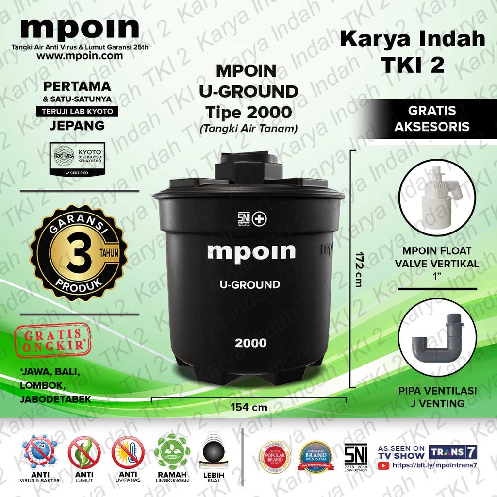 Jual Tangki Air MPOIN U2000 2000L U-GROUND Series Water Tank Toren Tangki Air Tanam 2000 Liter U ...