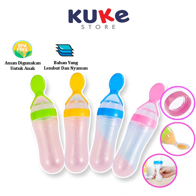 Jual [KUKE] Botol Sendok Makan Bayi / Botol Sendok Bayi Silikon / BOTOL DOT Silicone Sendok ...