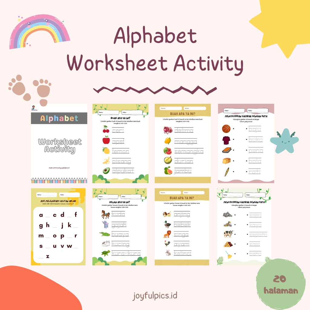 Jual Joyfulpics.id - Alphabet Worksheet Activity (Belajar Membaca ...