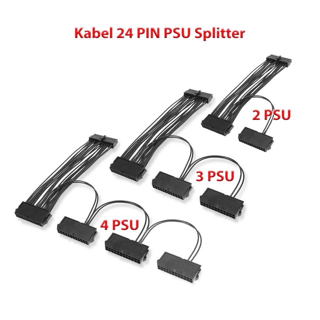 Jual Kabel 24 Pin Split Dual PSU Power Supply Extension Cable 24Pin 20 ...