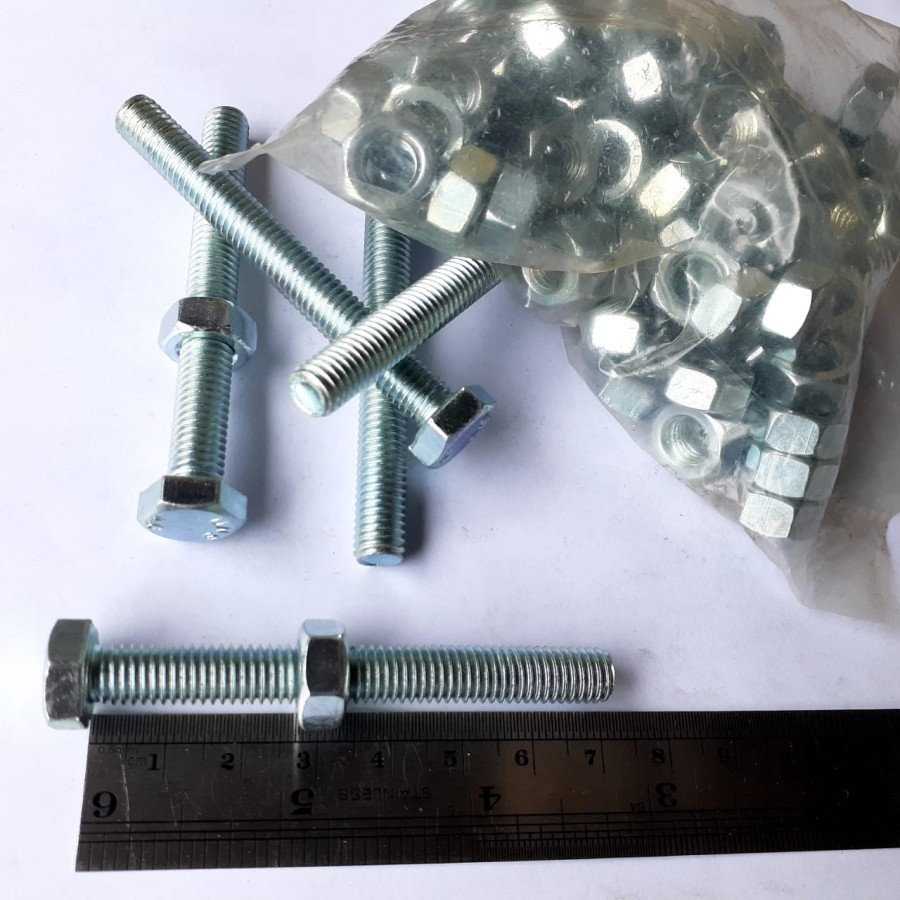 Jual BAUT MUR M8 X 70 PUTIH BMP M8X70 PANJANG 7CM 7 CM KUNCI 13 GALVANIZ GALVANIS | Shopee Indonesia