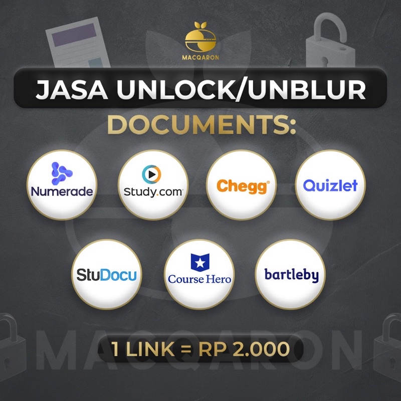 Jual Jasa Unlock Dokumen CourseHero/Bartleby/Numerade/Study/Studocu ...