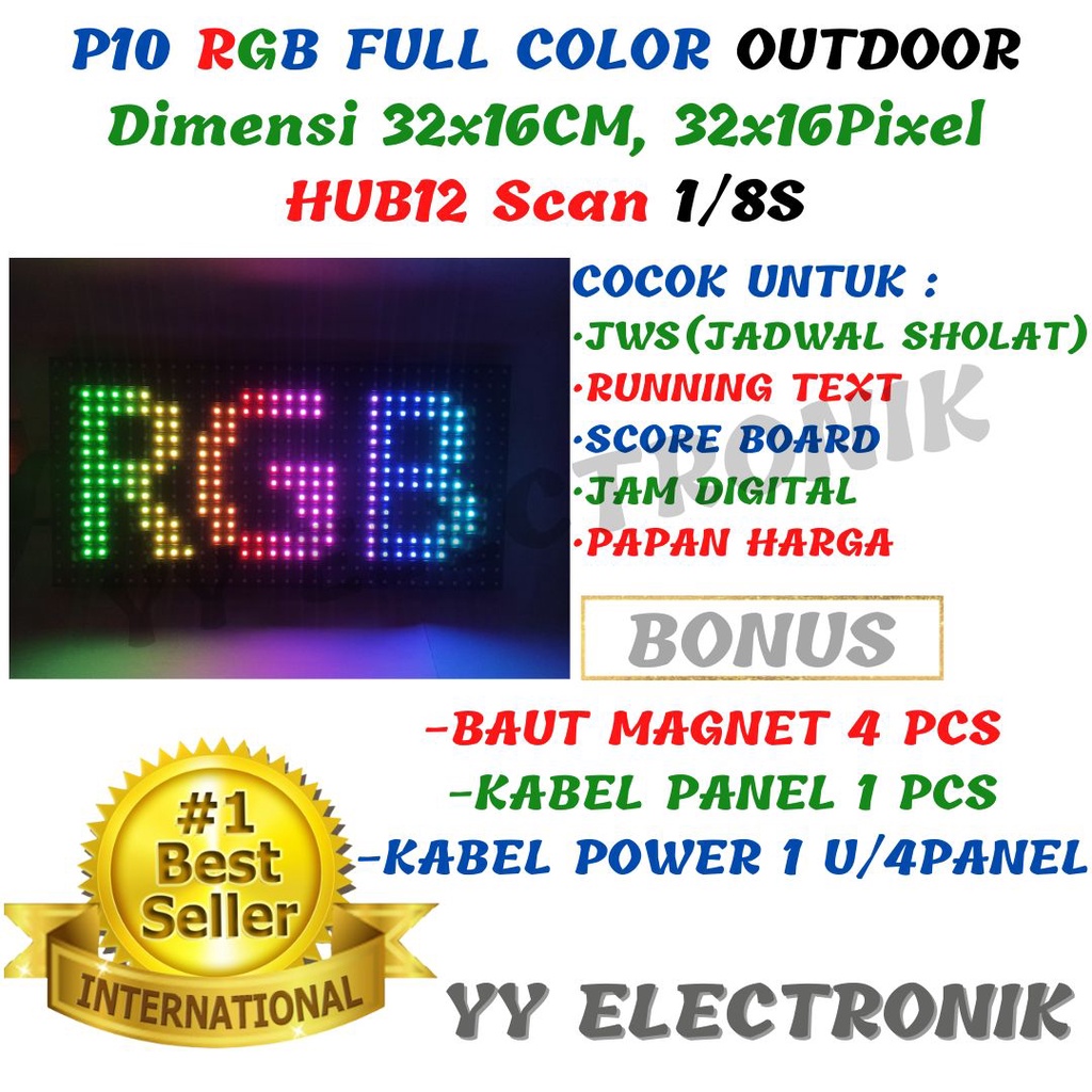 Jual Panel Modul LED P10 RGB Fulloutdoor Scan 1/8 FULL COLOR SMD (G ...
