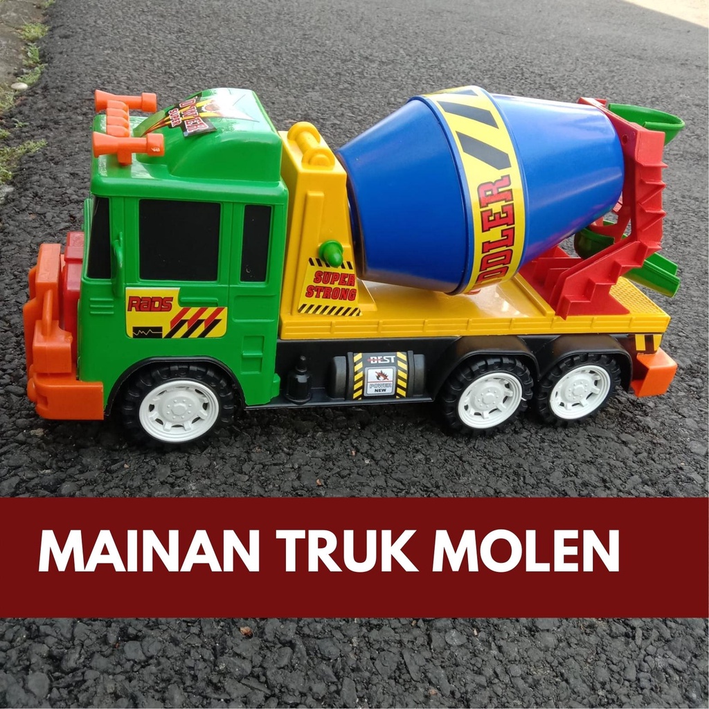 Jual Truk Molen Mainan Anak Konstruksi Bangun Rumah Aduk Semen Putar ...