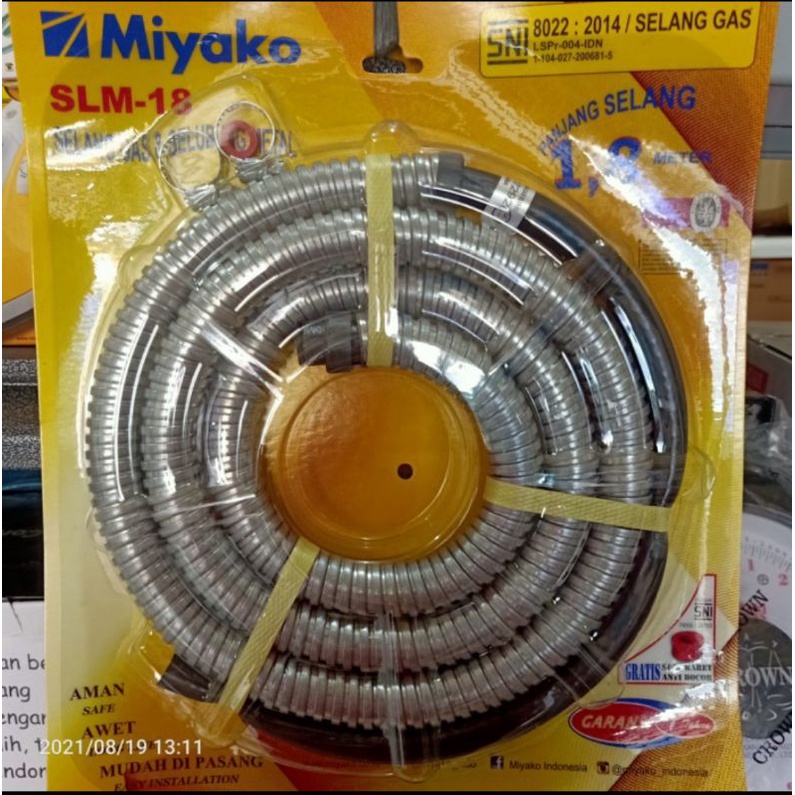 Jual Selang Gas LPG Miyako plus Aluminium Pengaman 1.8M dan klem ...