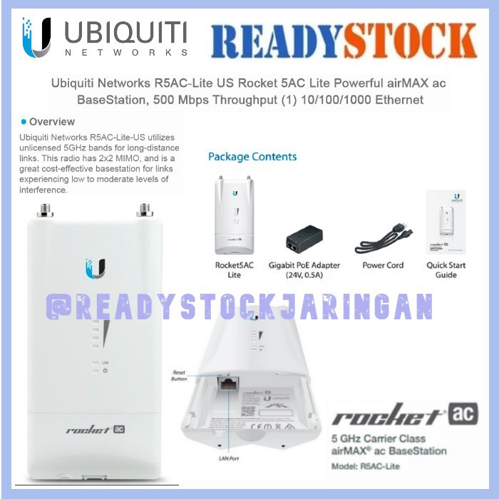 Jual UBIQUITI R5AC-LITE ROCKET AC airMAX AC BaseStation | Shopee Indonesia